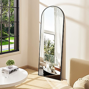 Mirror Full Length- Arched 64"x21"Full Length Mirror Shatter-Proof Glass,Standing Leaning Hanging Wall-Mounted,Black Floor Mirror,Aluminum Frame Modern Home Decor for Bedroom Living Room Cloakroom