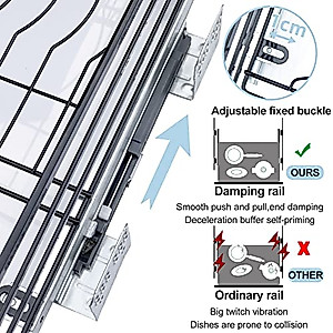 Kitchen Pull Out Shelves Small Size Double Drawer Telescopic Pull Out Spice Rack Vegetable Dish Basket for Kitchen Cupboard, Pantry, Bathroom Stainless Steel Slide Out Cabinet Organizer (30(W)*46.5(