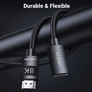 UGREEN HDMI Extender 8K 10K HDMI Extension Cable 2.1 Ultra High Speed Cord 4K Male to Female Adapter Compatible with MacBook Pro 2023/PS5/Xbox Series X/Roku TV/UHD TV/Blu-ray, 3.3FT