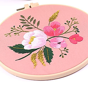 Myfelicity 4 Sets of Embroidery Starter Kits, Adult Women’s Hobbies, Including Cloth with Floral Patterns, Colored Threads, Needles, Hoops and Instructions