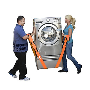 Forearm Forklift 2-Person Lifting and Moving Straps; Lift, Move and Carry Furniture, Appliances, Mattresses or Any Item up to 800 lbs. Safely and Easily Like a Pro, Orange