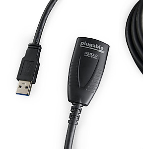 Plugable 5 Meter (16 Foot) USB 3.0 Active Extension Cable with AC Power Adapter, Back-Voltage Protection and Driverless Technology