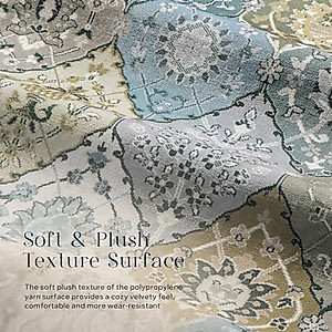 Phantoscope Hallway Runner Rug 2'x6' - Vintage Washable Non-Slip Kitchen Rug Runner with Rubber Backing, Ultra-Thin Moroccan Boho Carpet Runner for Entryway Laundry Bathroom, Blue Teal/Multi