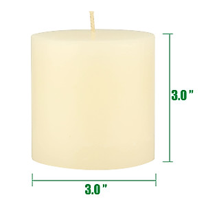 Stonebriar Tall 3 x 3 Inch 40 Hour Long Burning Unscented Wax Flat Top Pillar Candles, Ivory, 6 Pack
