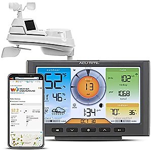 AcuRite Iris (5-in-1) Home Weather Station with Wi-Fi Connection to Weather Underground with Temperature, Humidity, Wind Speed/Direction, and Rainfall (01540M) , Black