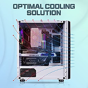 Zalman R2 White ATX Mid Tower Gaming PC Case, Mesh Front Panel, Tempered Glass, Top I/O Ports, 120mm Spectrum RGB LED Fan, Cooling System - White