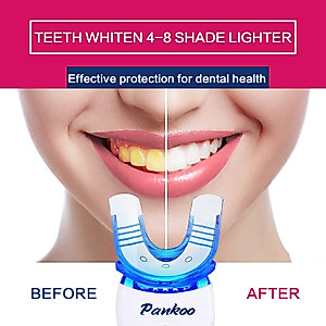 Teeth Whitening Kit with LED Light at Home for Sensitive Teeth,Professional Tooth Whitener with 2xDouble-Sided Silicone Mouth Tray,10xTeeth Whitening Gel,Safely and Effectively Whitens in 18 Mins