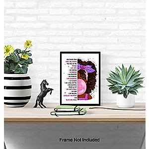 African American Girl Wall Art - Black Art - Inspirational Positive Quotes Wall Decor - Positive Affirmations Poster - Pink Little Girls Bedroom Decor - Toddler Girls Room Decor - Black Girl Magic