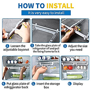 VVLIAM 2 PACK Refrigerator Organizer Bins fridge drawer organizer with Handle, Egg Holder For Refrigerator and fruit containers for fridge pull out cabinet organizer Fit for Fridge Shelf Under 0.6"