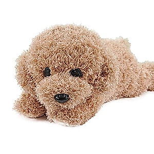 Moonovator - Stuffed Golden Doodle Dog Plush Animal Soft Toy, Cute, Cuddly, Gift for Kids and Those Who Love Plush Toys, 11 inches (Light Brown in Color)