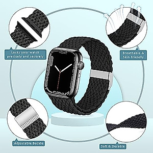 TINICR Braided Solo Loop Band Compatible with Apple Watch 49mm 45mm 42mm 41mm 40mm 38mm, Elastic Adjustable Nylon Strap for iWatch Series Ultra SE 8/7/6/5/4/2/1 (42mm/44mm/45mm/49mm, Multi-Color)