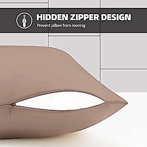 LONGPHEI Silk Satin Pillowcase Cooling Pillow Cases for Hair and Skin Taupe with Eye Mask 2pcs (Taupe, Standard)