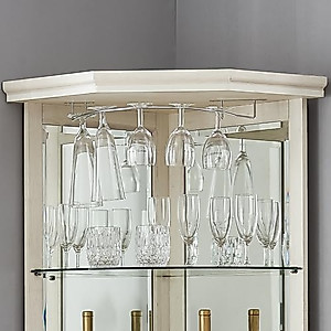 Home Source 73" Tall Corner Bar Unit Reclaimed Barnwood Wine Cabinet with Storage, Lower Mesh Doors, Upper Liquor Shelf galss Holder, for Home Bar, Living Room, Kitchen, Mini Space, Oak