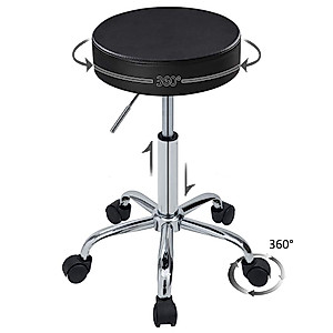 Duhome 410 Adjustable Height Swivel Medical Clinic Tattoo Spa Salon Stool with Wheels (Black)