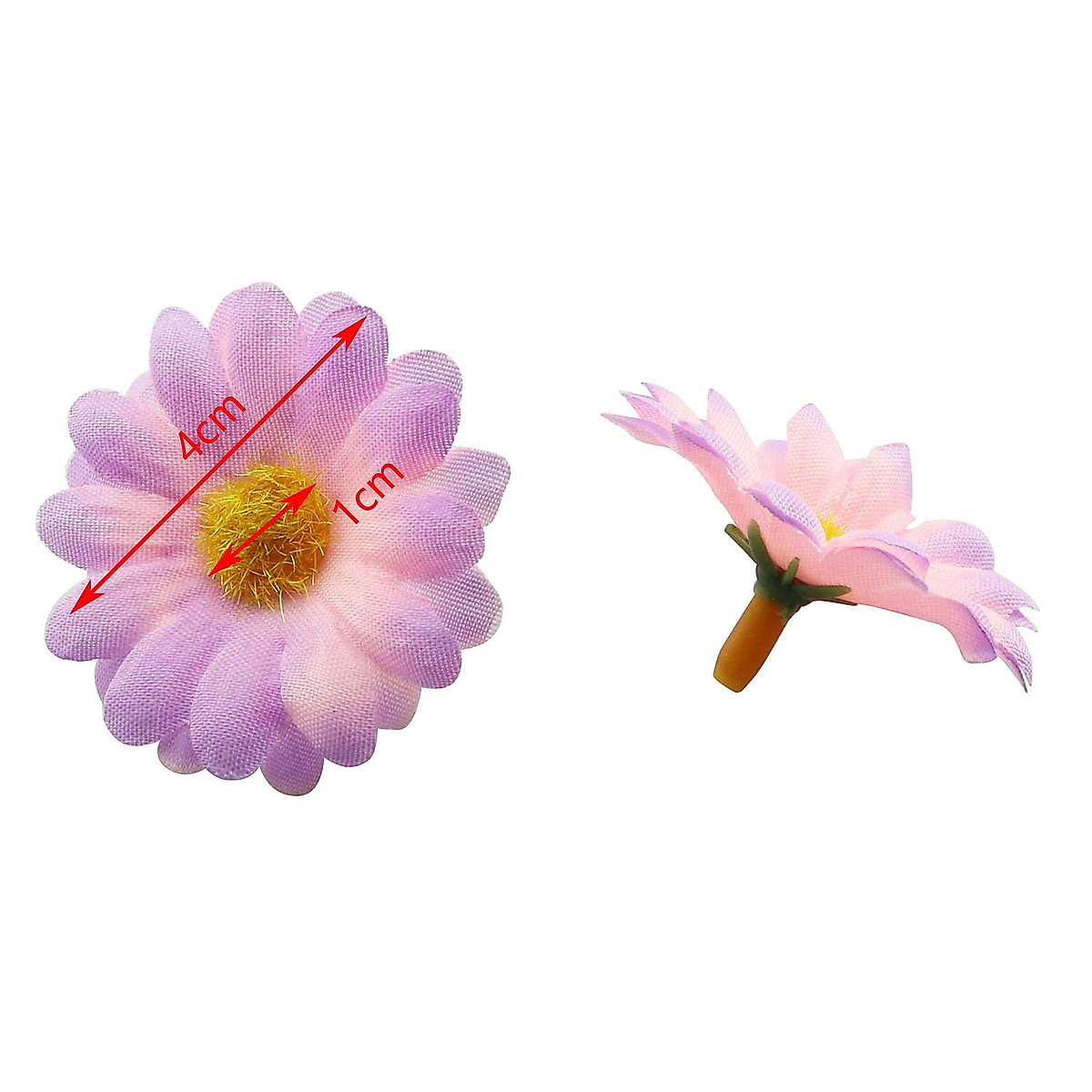 Tegg Artificial Daisy 100PCS 40mm Purple Silk Daisy Gerbera Flowers Head Sunflower for Wedding Party DIY Decor