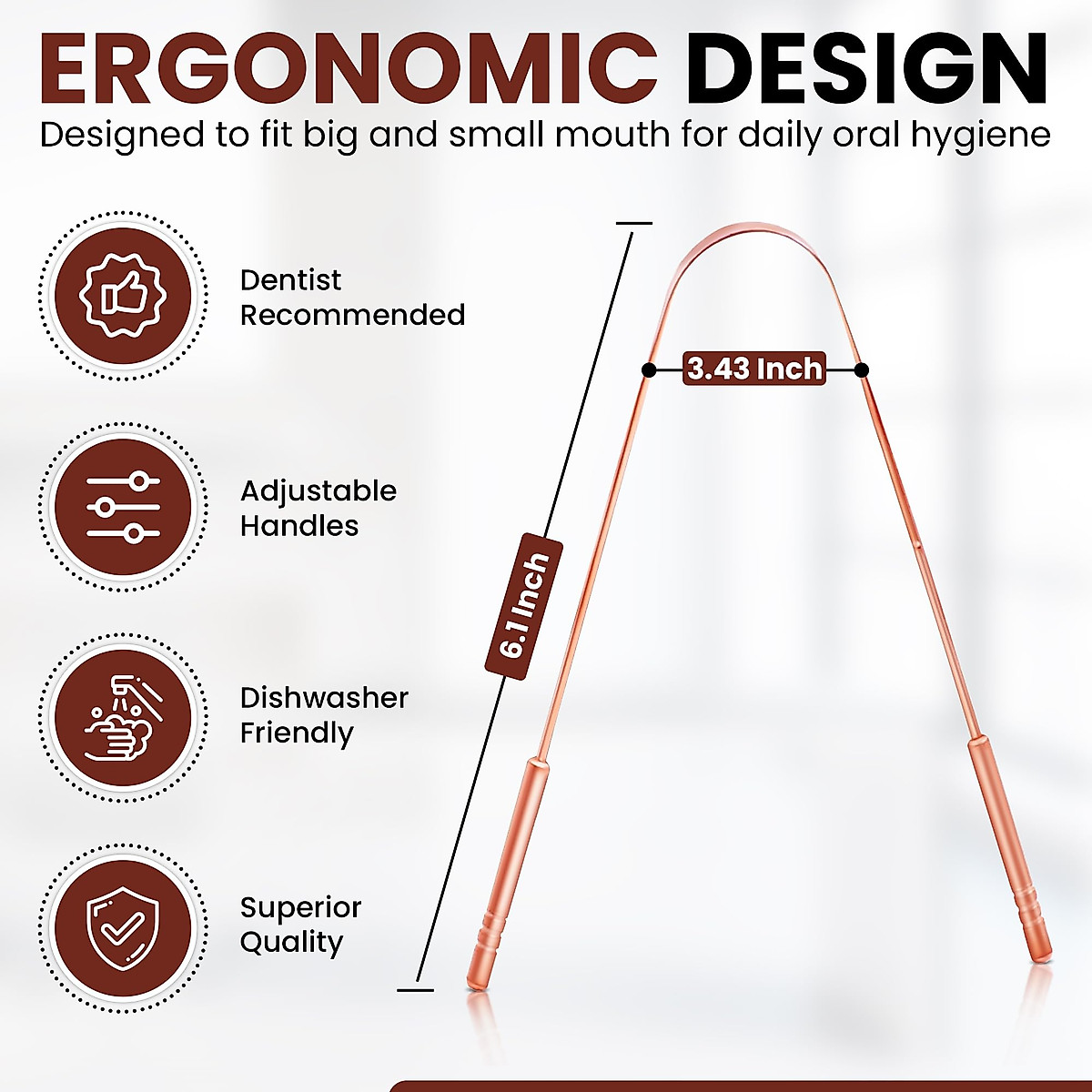 Absolute Ayurvedic Tongue Scraper For Adults Copper, Copper Tongue Cleaner For Oral Health and Fresh Breath, Tongue Scraper For Adults, Travel Tongue Scraper Pack of 2 with Travel Case.