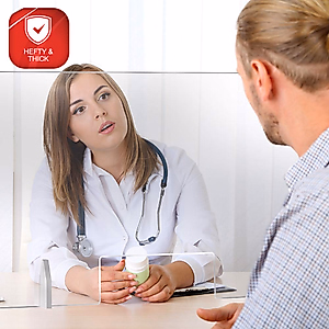 Countertop Desk Sneeze Guard- Protective Partition, Plexiglass Shield Barrier for Coughing, Sneezing, Droplets - Acrylic Divider Panel