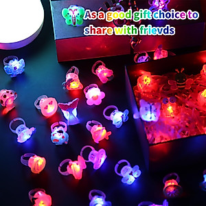 NEEW 50 Pcs LED Light Up Ring Bulk Toys, Glow in The Dark Party Supplies, Party Favors for Adults Kids Pinata Filler Goody Bag Stuffers Random Patterns