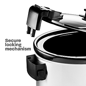 Magic Mill 8.5 Quart Extra Large Programmable Slow Cooker with Digital Adjustable 20 Hour Timer, 3 Cooking Settings, Brushed Stainless Steel, With Intelligent Lid Lock