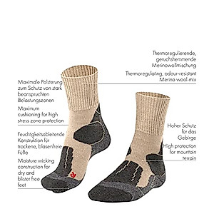 FALKE Men's TK1 Adventure Hiking Socks, Mid Calf, Thick Padding, Athletic Sock, Breathable Quick Dry, Merino Wool, Grey (Asphalt Melange 3180), 10.5-11.5, 1 Pair