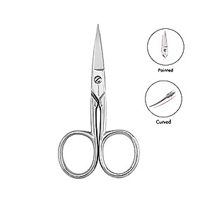 JARVISTAR Small Embroidery Curved Scissors, 4” Forged Stainless Steel Detail Craft Yarn Scissors, Pointed Tip Sharp Metal Precision Little Scissors for Fabric Sewing Needle Work, DIY craft