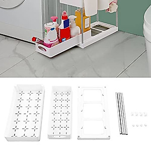 Zerodis Under Sink Organizers, Easy Assembly PP Material Large Capacity Under Sink Shelf Practical Durable for Offices (White)