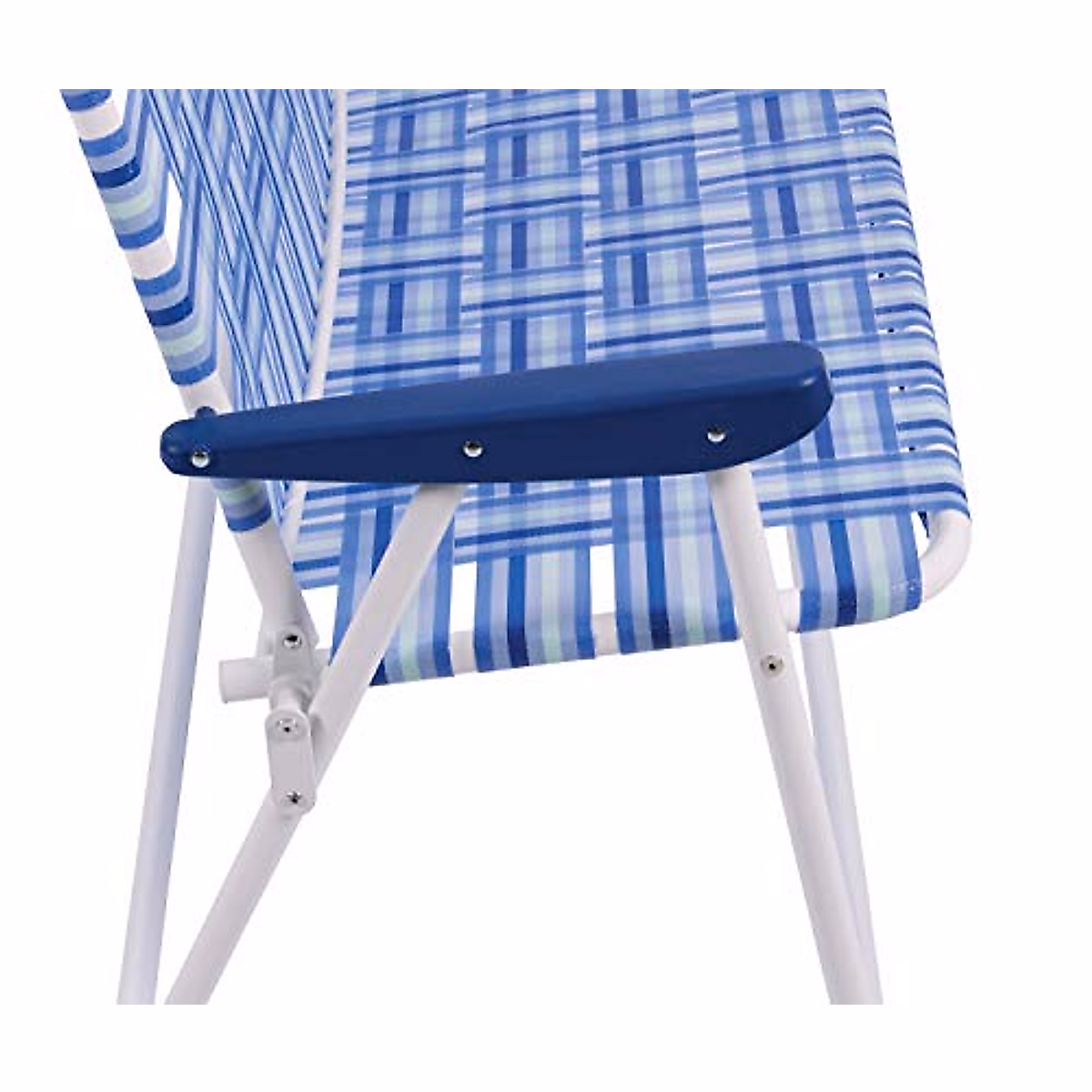 Rio Brands 16" Extended Height Folding Double Wide Web Loveseat Lawn Chair, Blue/White