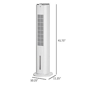 HOMCOM 42" 2-In-1 Evaporative Air Cooler, Portable Cooling Fan for Home Office with 3 Modes, 3 Speeds, Remote Control, Timer, LED Display, 1.3 Gal Water Tank, White
