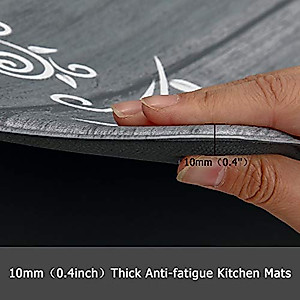 HEBE Anti Fatigue Kitchen Rug Sets 2 Pieces Non Slip Cushioned Kitchen Mats for Floor Waterproof Farmhouse Kitchen Rugs and Mats Set Comfort Standing Desk Mats for Office,Laundry Room