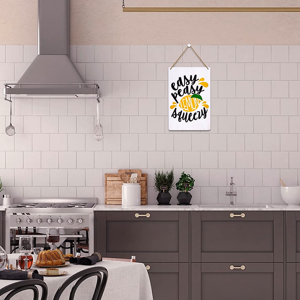 WhatSign Easy Peasy Lemon Squeezy Sign 8"x12" Lemon Saying Signs Wall Plaque,Lemon Kitchen Home Decor Signs,Lemon Decor Signs for Home Kitchen Garden Farmhouse Bar Coffee Shop