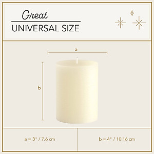 Melt Candle Pillar Candles, 3 Pack - Unscented Candles for Home, Church, Weddings, & More - 3" x 4", Ivory
