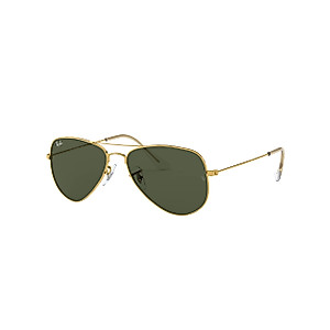 Ray-Ban RB3044 Aviator Small Metal Sunglasses, Gold/G-15 Green, 52 mm