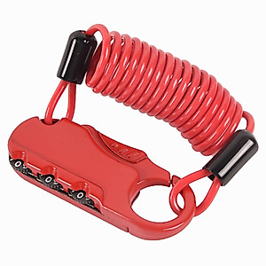 Doppy Helmet Lock Helmet Bike/Motorcycle Lock Cable Anti-Theft Bicycle Locks Combination Lock Cycling Cable Lock(Red)