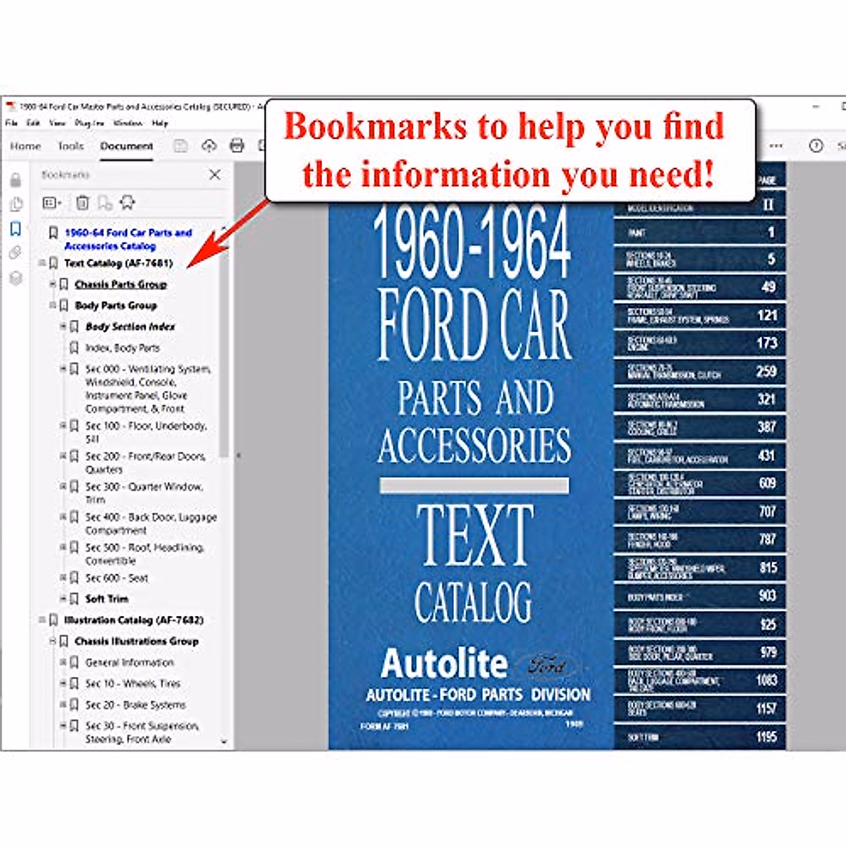 1960-1964 Ford Car Parts and Accessory Catalog (USB)