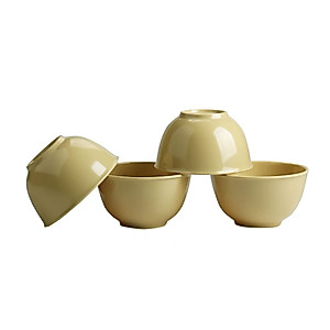 M&B GWPP Melamine Plastic Cereal Bowls, 30 oz Soup Bowls, Dessert Bowl set of 4 for Serving Salad, Ice Cream, Snack, Oatmeal, Soup, Noodle, Ramen, Fruits (Yellow)