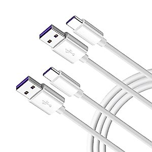 [2-Pack, 3ft] USB C Cable 5A QC 3.0 Fast Charge, USB A to Type C Charger Cord Support USB 2.0 480Mbps Data Transfer Compatible with Galaxy S10 S9 Plus S21, Note 10 9, USB A Charger/USB-C Device