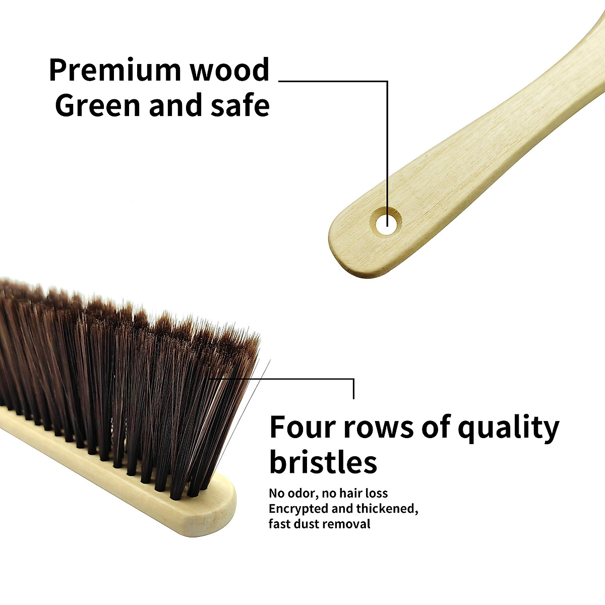 2 Pieces Natural Wooden Clean Hand Broom Brush, Dust Brush for Cleaning, Small Hand Whisk Broom for Bed Sofa Couch Car Clothes Furniture Fireplace Household Cleaning(Khaki)