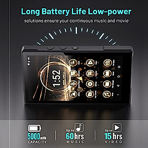 Luoran MP3 Player with Bluetooth and WiFi, Freely Application Download, Pre-Installed Spotify, Audible, HD IPS Display, Octa-core, 5000mAh Battery, 5.0'' MP4 Music Player Up to 1TB