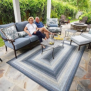 Homespice Juniper 4 x 6 Area Rug for Bedroom and Living Room, Also Ideal to Use as a Blue Outdoor Rug for Deck and Patio - Spill Proof and Stain Resistant - Reversible Indoor Outdoor Rugs 4x6 Feet