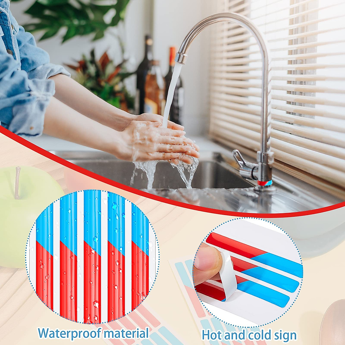 20 Pcs Hot and Cold Water Label Hot and Cold Indicator Waterproof Faucet Label Self Stick Hot Sign Cold Sign for Kitchen Bathroom Faucet Shower Escutcheon