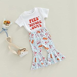 Halloween Outfits Baby Girls Long Sleeve Pumpkin Pumpkin Shirt Tops+ Bell Bottoms 2Pcs Fall Flare Pant Clothes Set (X-Pies Before Guys, 4-5 Years)