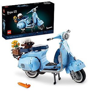 LEGO Icons Vespa 125 Model Building Kit - Vintage Italian Scooter DIY Craft Kit for Adults, Ages 18+ - Includes Kickstand for Easy Display - Gift for Valentines Day for Her & Him - 10298