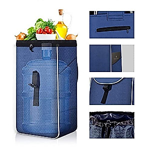 Shopping Trolley on Wheels Multi Function Shopping Cart Climb Stairs Collapsible Crystal Wheel Trolley Lever Car Luggage Cart Contains Cloth Bag Storage Hand Trucks,Coffee Color ,Shoppin