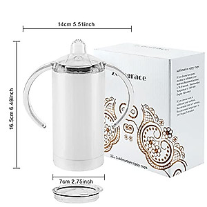 ZONEGRACE 4 Pack 12 OZ Sublimation White Blank Straight Sippy Cup,Insulated Stainless Steel Tumblers with Screw-ON LIDS