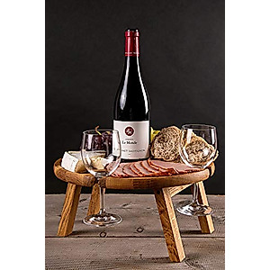 5 Sectional Round Wooden Serving Tray Platter For Wine Glasses And Cheese, Portable Wineglass Stand, Wood Wine Bottle Glass Holder Outdoor Wine Table, Wine Caddy Wine Gift, Charcuterie Board for Snack