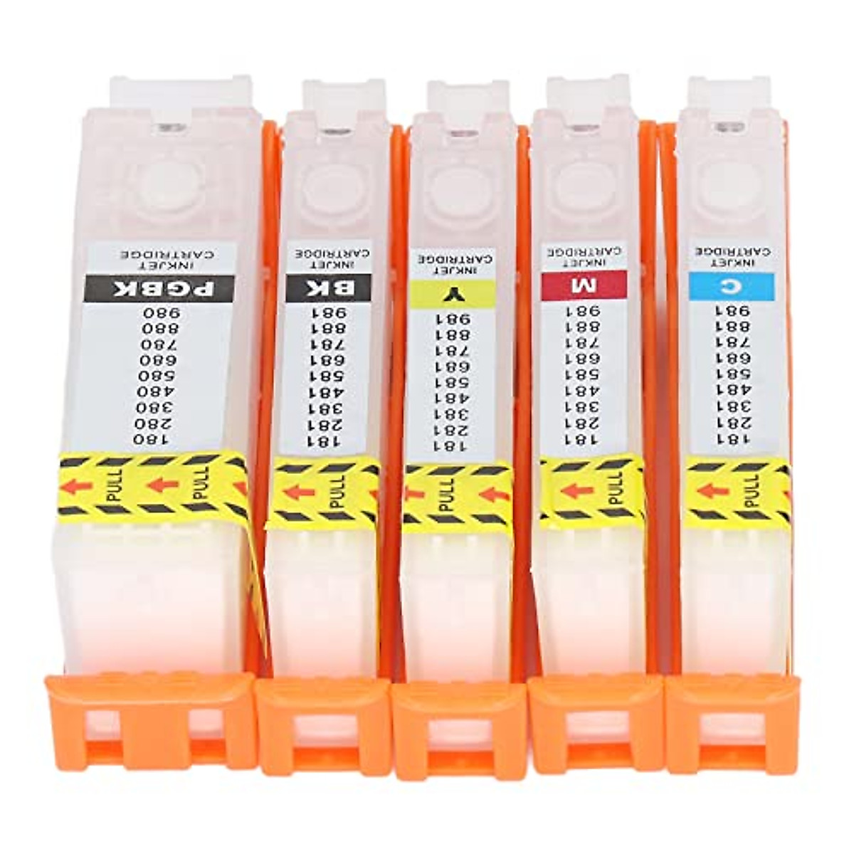 FTVOGUE 5Pcs Ink Cartridge PGBK BK C M Y Smoothly Operation Reusable Printer Ink Cartridge with Permanent Chip (780-781)