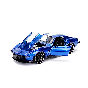 Jada 1969 Chevrolet Corvette Stingray Zl-21 Blue with White Stripe Bigtime Muscle 1/24 Die-cast Model Car 30532