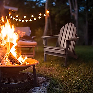 Classic Folding Adirondack Chair, Weather Resistant Patio Seating, Heavy Duty Poly Plastic Outdoor Chairs, Deck Fire Pit Garden Lawn Backyard Porch Chairs - Easy Assemble - Brown
