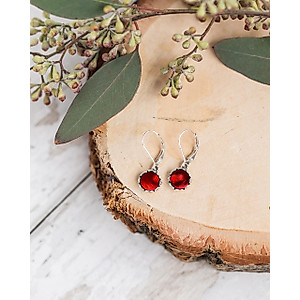 Bottled Up Designs Handmade Vintage Red Leaverback Earrings, Recycled 1940's Beer Bottle Glass, Sterling Silver, Eco Friendly, Made in USA, Birthday Gifts, Mothers Day, Women, Anniversary