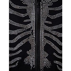 MakeMeChic Women's Plus Size Casual Pockets Skeleton Zip Up Hoodie Sweatshirt Black 3XL